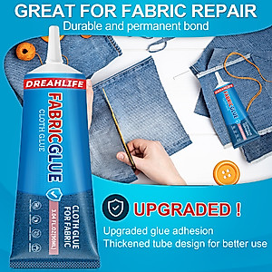 90 ML Fabric Glue, Fabric Glue for Clothing Permanent Washable, Fabric Glue Permanent for All Fabric, Cotton, Flannel, Linen, Denim, Leather, Polyester, Doll Repair, Patches