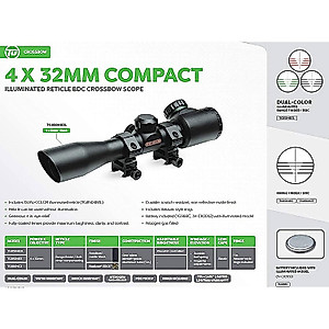 TruGlo Crossbow 4X32 Scope with Rings, Black - TG8504B3