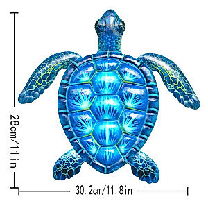 HHgrowe 11.8 inches Metal Sea Turtle Wall Decor Indoor and Outdoor Wall Sculptures Decorations Bedroom Garden Patio Porch or Fence 2 PCS …