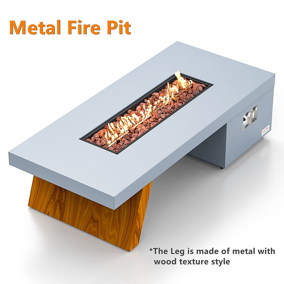 Onlyfire Premium 60” Outdoor Fire Pit Table with Lava Rocks& 12FT Hose, Large Propane Gas Firepit, Smokeless Fireplace 60,000BTU, Flame Adjustable for Backyard Patio Bonfire Party, Patio Heater FP015