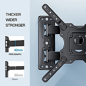 PERLESMITH UL Listed Heavy Duty TV Wall Mount for Most 26-55 inch Flat Curved TVs up to 88lbs with Swivel Tilt & Extension Arm, Full Motion TV Mount Fits OLED 4K TVs, Max VESA 400x400mm, PSMFK12