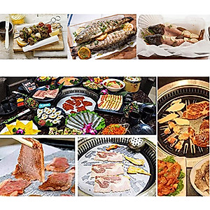 MOTZU 144 Pack 8 inch Air Fryer Lining, Bamboo Steamer Liner, Pre-Cut Non-Stick Parchment Paper Round Sheets for Separating Frozen Patty, Steaming Basket, Baking, Cooking Fried Food, Tortilla Press