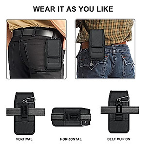 ykooe RFID Blocking Cell Phone Holster for iPhone 14 13 12 11 Pro Max, XR, XS Max, Samsung Galaxy S21 FE S20 S22 Ultra A12 A13 A53 A32 A52 A22 Nylon Belt Clip Loops Card Holder Pouch Case, Black