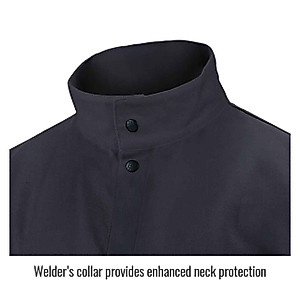 Black Stallion FBK9-30C Flame-Resistant Cotton Welding Jacket, Black, Medium