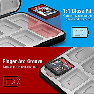 EUROA Switch Game Card Case for Switch/OLED/Lite,Portable Switch Game Holder with 24 Games Cartridge Slot&24 Micro SD Card Storage, Travel Accessories Switch Game Case, Protective Hard Shell, Black