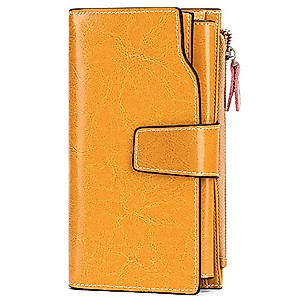 SENDEFN Women Leather Wallets RFID Blocking Clutch Card Holder Ladies Purse with Zipper Pocket