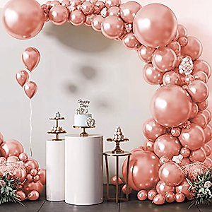 Metallic Rose Gold Balloons, 86pcs 18/12/10/5 Inch Different Sizes Metallic Rose Gold Balloon Garland Arch kit for Wedding Valentines Baby Shower Birthday Christmas Party Decorations (Rose Gold)