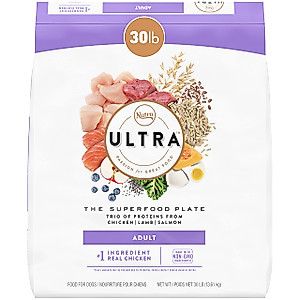 NUTRO ULTRA Adult High Protein Natural Dry Dog Food with a Trio of Proteins from Chicken, Lamb and Salmon, 30 lb. Bag