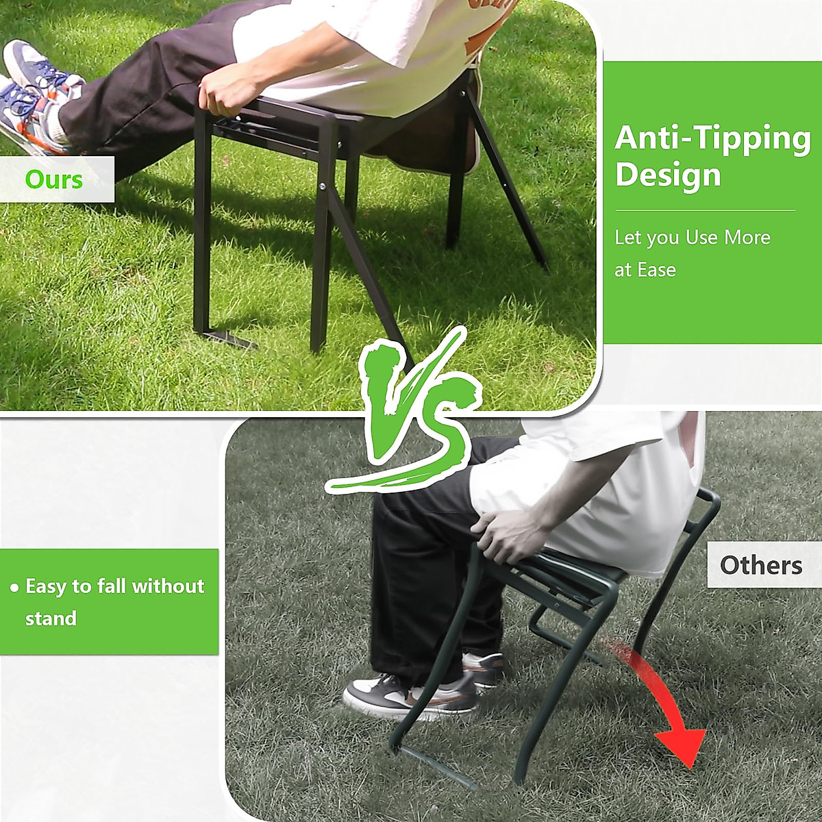 seasky Foldable Garden Kneeling and Seat,Anti-Tipping Garden Stool Widened Thick Soft Kneeling Pad, Heavy Duty Gardening Stool with Garden Tool Bag,Gardening Gift