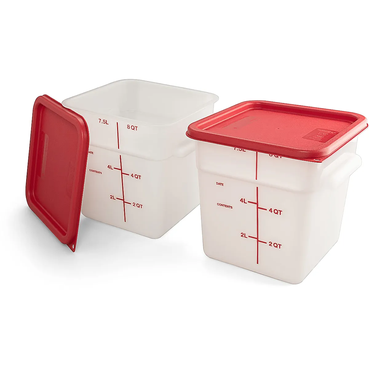 Carlisle FoodService Products Squares Square Food Storage Container Lid with Stackable Design for Catering, Buffets, Restaurants, Proprietary Blend, 6 To 8 Quarts, Red