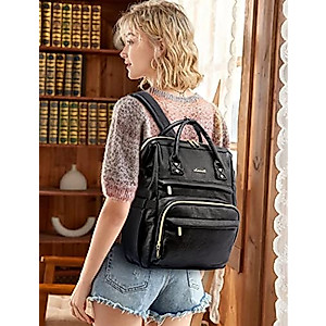 LOVEVOOK Black Backpack Purse for Women Fashion Leather Backpack for Work Travel Shopping Dating with USB Charging Port
