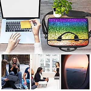 Rainbow Crack Laptop Computer Bag Waterproof Shoulder Messenger Bag 13-15 inch Durable Laptop Tote Bag with Shoulder Strap Handle Lightweight Crossbody Briefcase