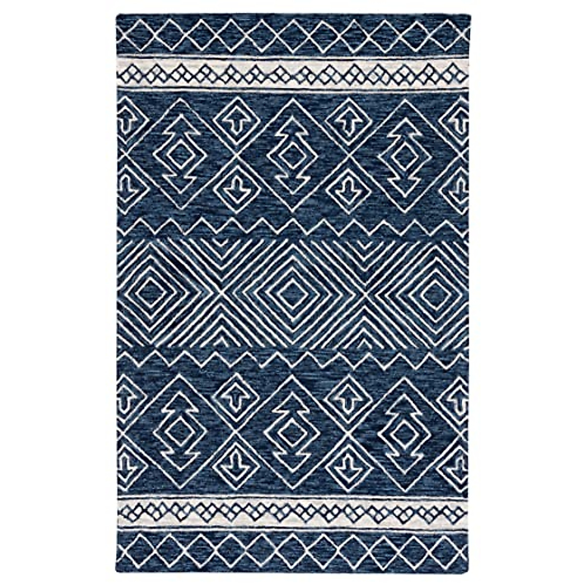 Safavieh Metro Collection 4' x 6' Navy/Ivory MET459N Handmade Moroccan Boho Wool Area Rug