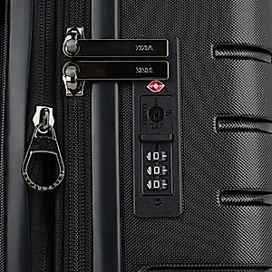 Traveler's Choice Archer Polycarbonate Hardside Spinner Luggage Set, Tie Down Straps, Black, Checked 29-Inch