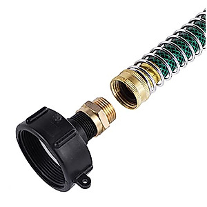 FOGWOWO IBC Tote Drain Adapter 2" NPS Thread x 3/4" Male Water Tank Adapter with 3/4" BSP Female x 3/4" GHT Male Pipe Connector IBC Tote Fittings Garden Hose Faucet Valve Fittings
