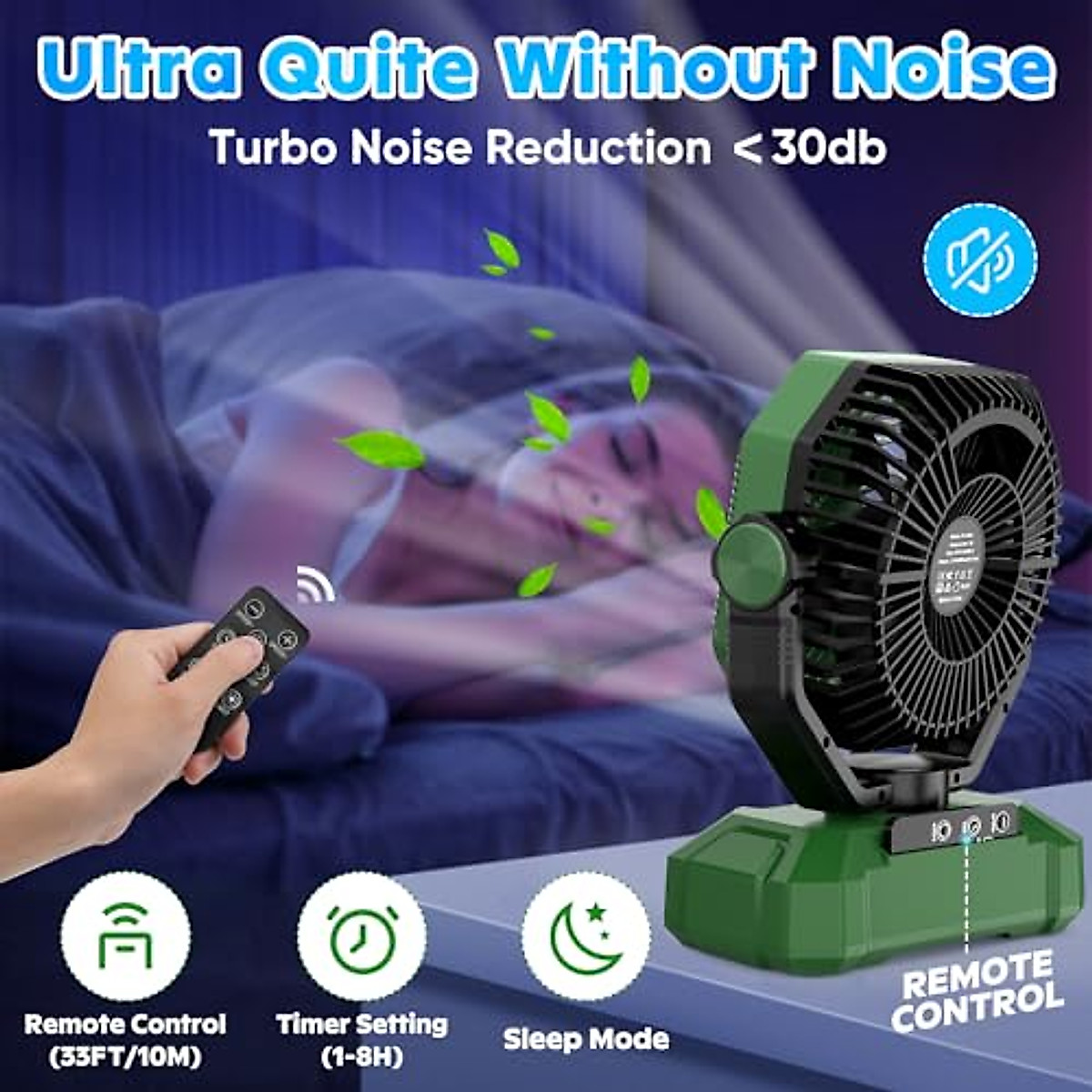 COZII Portable Fan Rechargeable, 20000mAh Battery Operated Oscillating Fan with Touch Screen -5 Speeds Cordless Desk Camping Fan with LED Display for Home Jobsite Outdoor Tent Beach, 8 Timing, Lantern