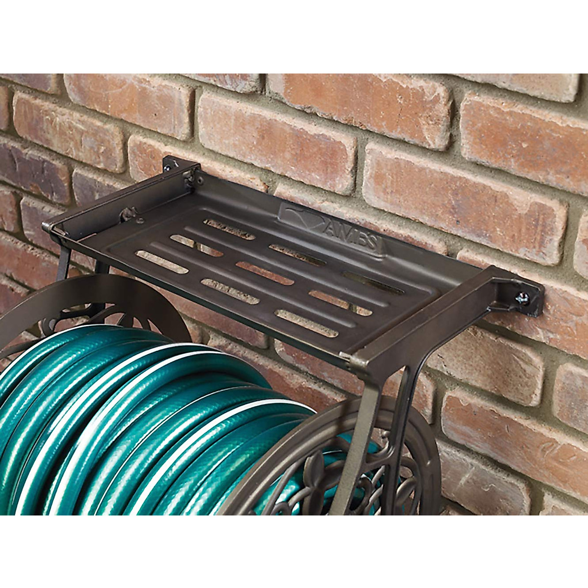 AMES 2398110 NeverLeak Decorative Wall Mount Hose Reel, Brown