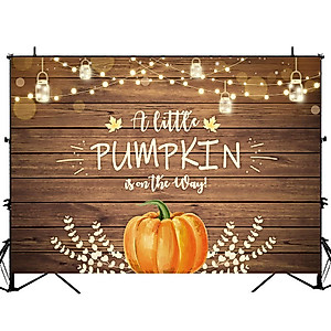 Avezano Little Pumpkin Baby Shower Backdrop Orange Pumpkin Patch Baby Shower Background Autumn Fall Rustic Boy Girl Sprinkle Baby Shower Backdrops Decorations 7x5ft