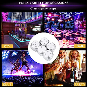 5pcs Table Game Dice, Aluminium Alloy Table Game Poker Games Dices Set with Storage Box for Table Games Poker Monopoly(Silver-Rectangle Box)
