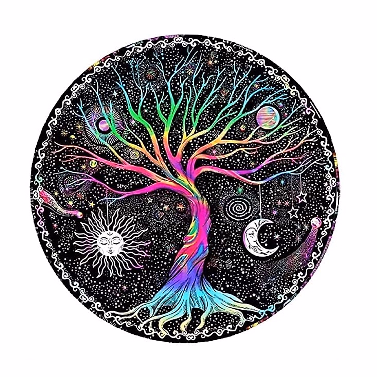 Large Grinder 2.5 inch Black ,Boho Aesthetic Tree of Life Grinder (Colorful)