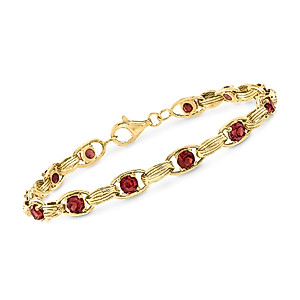 Ross-Simons 3.40 ct. t.w. Garnet Oval-Link Bracelet in 14kt Yellow Gold. 7 inches