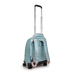 Kipling New Zea Metallic 15" Laptop Rolling Backpack Fairy Green Met