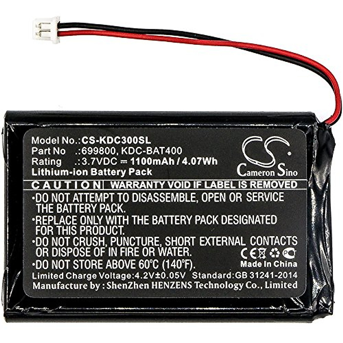 CS Replacement Battery for KOAMTAC KDC30, KDC350, KDC400, KDC410, KDC411, KDC420, KDC421, KDC450 699800, KDC-BAT400, KDCSPB1200 1100mAh / 4.07Wh Barcode Scanner