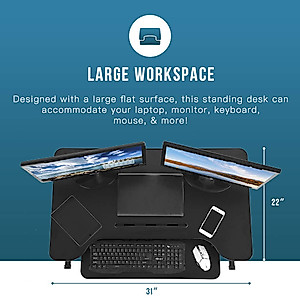 Standing Desk Stand Up Desk Computer Workstation Height Adjustable Ergotron Large Working Area Double Gas Lift Compuetr Office Desk with Removable Keyboard