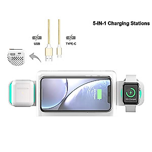 Emerson Radio Smartset Alarm Clock FM Radio with Wireless Charging, Bluetooth Speaker, Fast Charging for Airpods/iPhone, Foldable Stand, USB Charger, Adjustable LED Glow, ER100501, Black/Neon