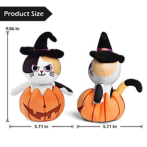 FUN LITTLE TOYS Halloween Cat Plush Pumpkin Popper, Spooky Cute Stuffed Cat for Kids, Halloween Stuffed Animals Toy for Halloween Decorations Indoor, Party Favors Prize, 8.5 Inches