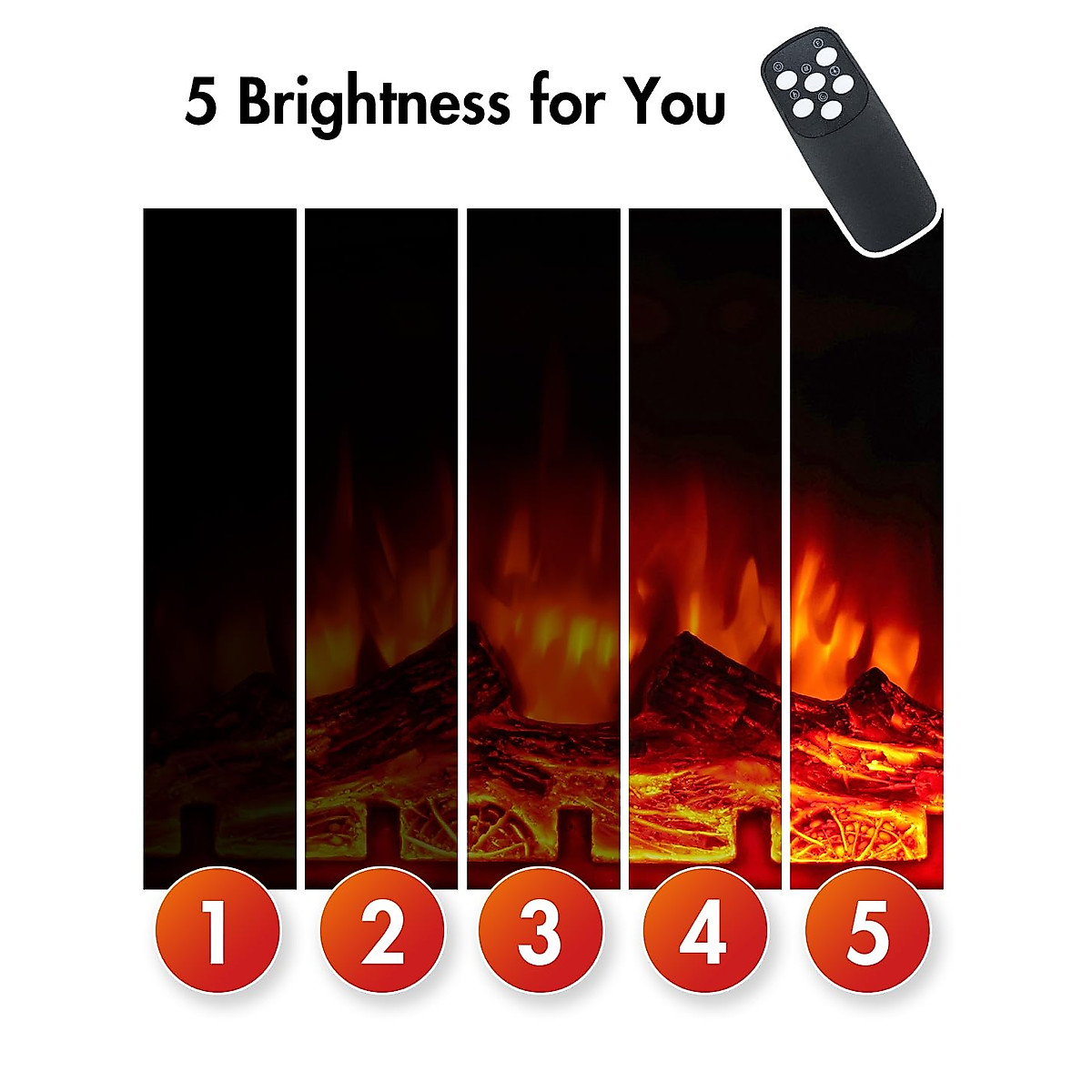 Maxhonor Electric Fireplace Wall Mounted Insert Heater, Glass Panel with Touch Screen or Remote Control, 1500/750W (Black, 30'')