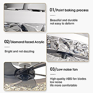 KINDLOV Modern Indoor Flush Mount Ceiling Fan with Lights,Dimmable Low Profile Ceiling Fans with Remote Control,Smart 3 Light Color Change and 6 Speeds for Bedroom Living Room Kitchen,White…