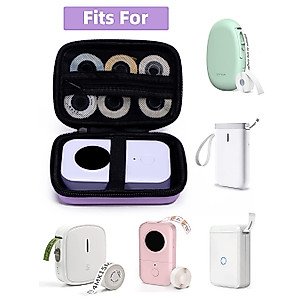 Phomemo Label Printer Case Hard Carry Case Compatible D30/D110/T02/M110/M02 Label Printer, Label Maker Labeler Storage Holder,Purple