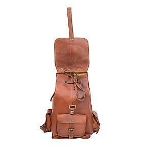Rustic Vintage Leather Backpack Travel rucksack knapsack daypack Bag for men women Brown (16 x 8 x8 inches)