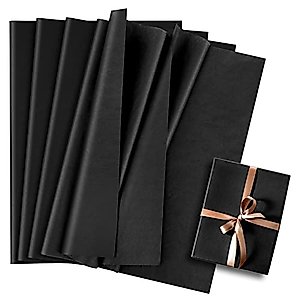 Custry 60 Sheets Black Tissue Paper Gift Wrap Paper Bulk for Graduation, Birthday Party,Arts Crafts,DIY,Halloween(14 x 20 Inch)