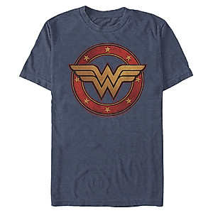 Warner Brothers Men's Big Wonder Woman Metal Logo, Navy Blue Heather, 2X-Large Tall