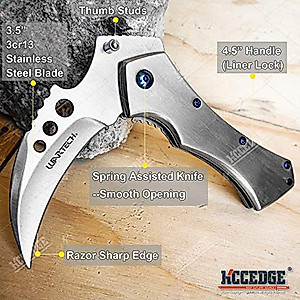 KCCEDGE BEST CUTLERY SOURCE Pocket Knife Camping Accessories Survival Kit 5 Inch Grim Reaper Scythe Tactical Knife Hunting Knife Camping Gear 78524 (Rainbow)
