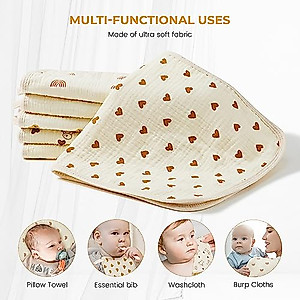 Muslin Burp Cloths for Baby Premium Cotton Burping Rags for Newborn Ultra Soft Muslin Washcloths Large 20 x 10 Inch Burping Cloth 6 Thicken Absorbent Layers Muslin Face Towels for Baby (6 Pack)