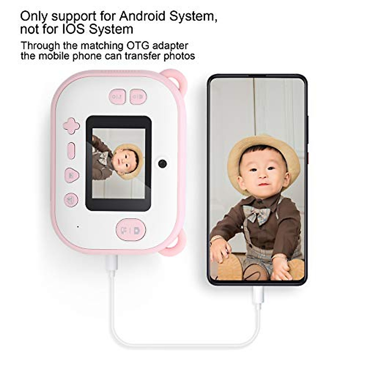 Children Mini Camera, Makes Eyes Less Fatigued 2.4‑Inch IPS Color Screen Kids Digital Camera, Travel Girls for Children Home(Pink)