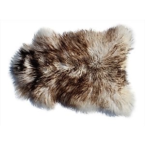 Home Collezione by Salvani Genuine Icelandic Sheepskin Rug Throw (Shade of Brown - Curly Pile) 24"x36"
