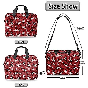 Paisley Red Pattern Laptop Bag for Women Men Business Crossbody Computer Bag Laptop Case Water Resistant Travel Messenger Briefcase with Handle Fits 13 14 15 16 Inch Notebook and Laptop