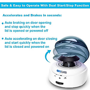 ONiLAB's Scientific Mini Centrifuge 7000RPM, 2680 x g RCF, Lab Benchtop Centrifuge with 2 Rotors for 8 x 0.2/0.5/1.5/2.0ml and 0.2mL×32 PCR Strips, Low Noise≤45dB, 100-240V,Blue lid