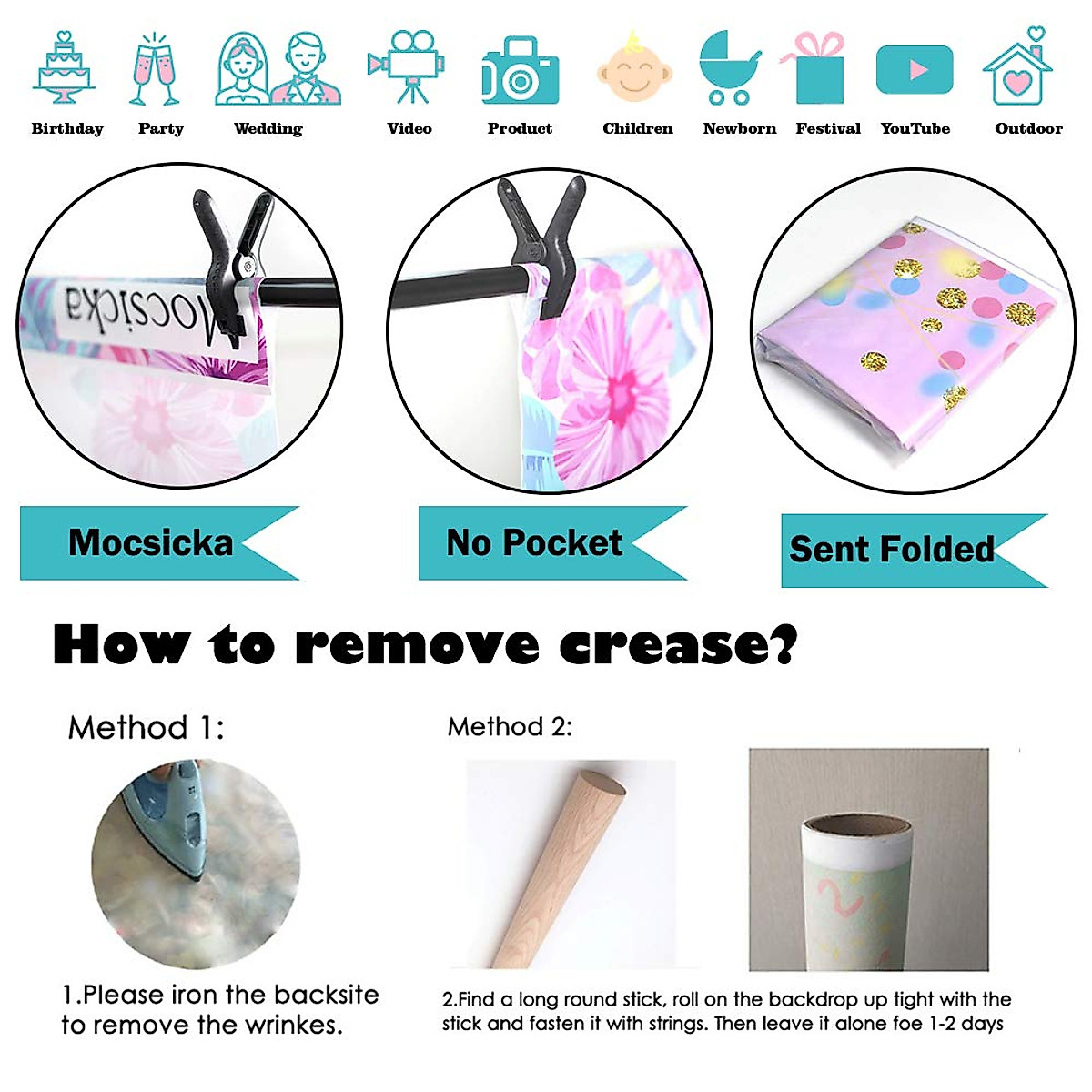 Mocsicka Floral Elephant Baby Shower Backdrop Blue Elephant Baby Shower Party Decoration 7x5ft Vinyl Boy Elephant Baby Shower Photo Background (7x5ft (82x60 inch))