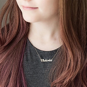 Ursteel Princess Necklace, Custom Name Necklace Personalized 14K Gold Plated Princess Name Plate Necklace Personalized Name Necklace for Women Teenage Girls