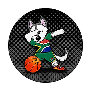 Dabbing Husky Dog South Africa Basketball Fans Jersey Flag PopSockets PopGrip: Swappable Grip for Phones & Tablets