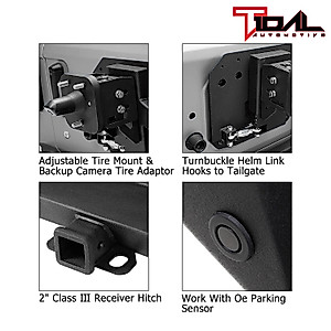 Tidal Steel Rear Bumper with Tire Carrier and Linkage Fit for 18-22 Wrangler JL
