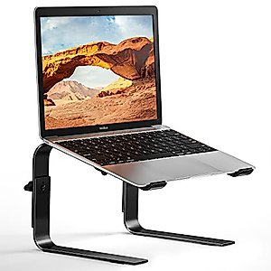BONTEC Laptop Stand, Height Adjustable Notebook Stand, Ergonomic Laptop Desk Mount, Compatible with Most 10-17” Laptops, Space Black