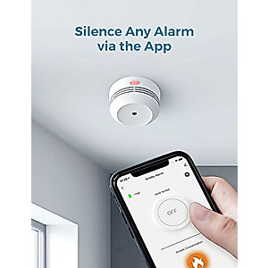 Wi-Fi Smoke Detector, AEGISLINK Wireless Smart Fire Smoke Alarm with App Control, Replaceable Lithium Battery, Auto Self-Check Function, S-WF240, 1-Pack