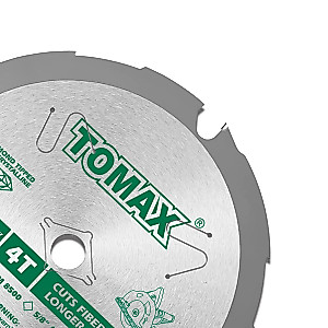 TOMAX PCDM71404 7-1/4 Inch 4 Tooth Polycrystalline Diamond Tipped (PCD) Hardie Fiber Cement Saw Blade with 5/8-Inch DMK Arbor