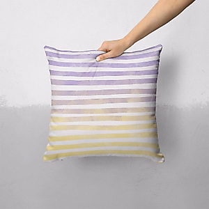 iiRov Purple to Yellow Watercolor Ombre Stripes - Custom Decorative Home Decor Indoor or Outdoor Throw Pillow Cover for Sofa, Bed or Couch Cushion (Pillow CASE Cover ONLY)
